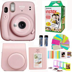 fujifilm instax mini 11 camera with fuji instant film twin pack + pink case, album, stickers, and more (blush pink)