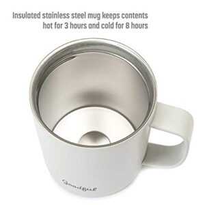 Goodful Travel Mug, Stainless Steel Insulated, Double Wall Vacuum Sealed Coffee Cup with Leak Proof Lid, 14 Ounce, Cream