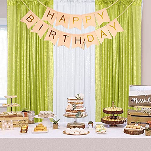 Lime Green Sequin Curtains 2 Panels 2FTx8FT Baby Shower Backdrop Glitter Backdrop Sequin Backdrop for Wedding