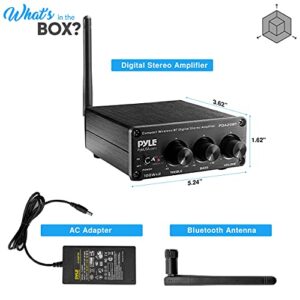 Pyle Bluetooth HiFi Mini Audio Amplifier-Class D Digital Desktop PC Stereo Amplifier Receiver(2 x 100 Watt MAX) Aluminum Diecast- Pyle PDA20BT