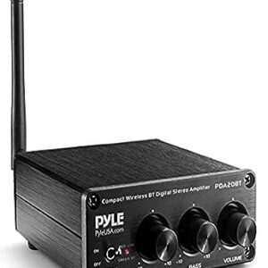 Pyle Bluetooth HiFi Mini Audio Amplifier-Class D Digital Desktop PC Stereo Amplifier Receiver(2 x 100 Watt MAX) Aluminum Diecast- Pyle PDA20BT