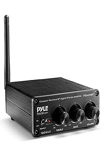 Pyle Bluetooth HiFi Mini Audio Amplifier-Class D Digital Desktop PC Stereo Amplifier Receiver(2 x 100 Watt MAX) Aluminum Diecast- Pyle PDA20BT