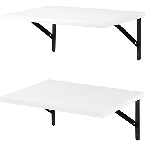 SUPERJARE Wall Mounted Floating Shelves, Set of 2, Wide Display Ledges, 11.8 Inch Deep, Large Storage Rack for Room/Kitchen/Office - White