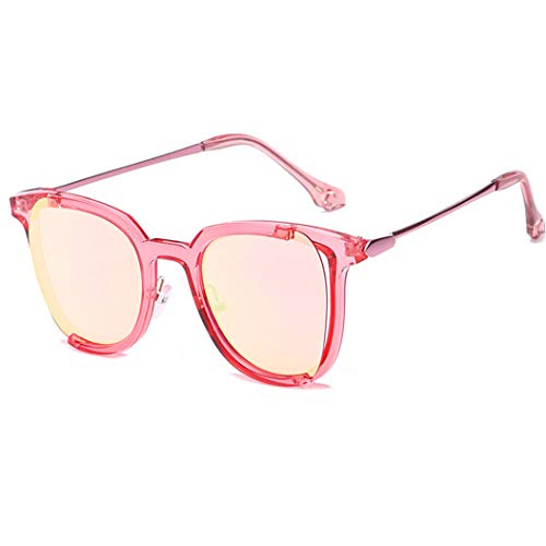 Polarized Sunglasses Retro Personality Sunglasses Men and Women Tide Fashion Color Lens Sunglasses (Pink Frame Barbie Pink Lens)