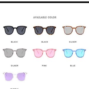 Polarized Sunglasses Retro Personality Sunglasses Men and Women Tide Fashion Color Lens Sunglasses (Pink Frame Barbie Pink Lens)