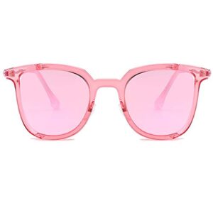 Polarized Sunglasses Retro Personality Sunglasses Men and Women Tide Fashion Color Lens Sunglasses (Pink Frame Barbie Pink Lens)