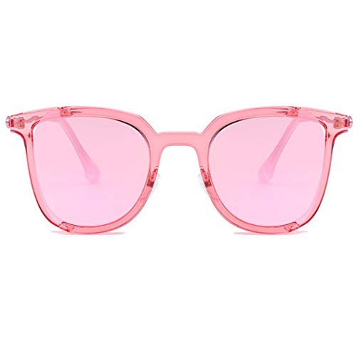 Polarized Sunglasses Retro Personality Sunglasses Men and Women Tide Fashion Color Lens Sunglasses (Pink Frame Barbie Pink Lens)