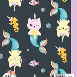 Composition Notebook: Grades K-2 | Wide Ruled | Mermaid Cats (School Notebooks for Kids)