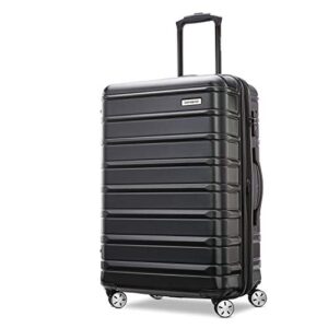 samsonite omni 2 hardside expandable luggage with spinner wheels, checked-medium 24-inch, midnight black