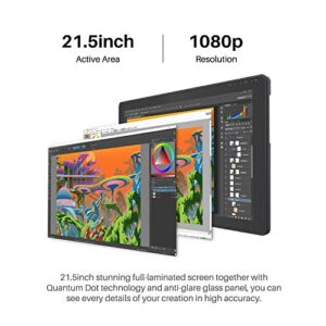 HUION Kamvas 22 Plus QLED Drawing Tablet with Full-Laminated Screen USB-C Connection 140% sRGB Tilt, 21.5 inch Graphics Art Tablet for Artist & Designer, Work with Mac, Windows, Linux & Android