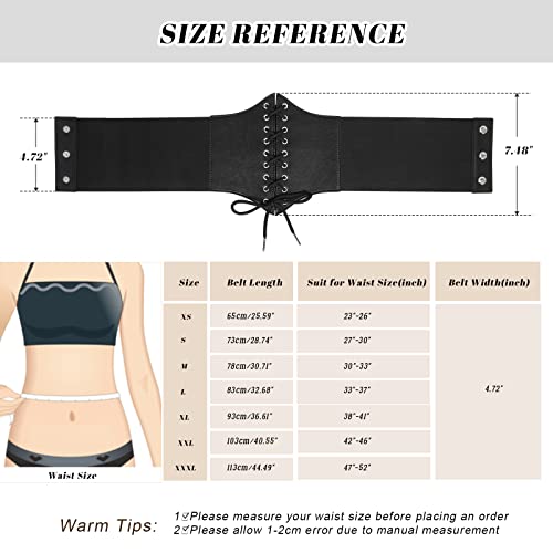 JASGOOD Women’s Elastic Costume Waist Belt Lace-up Tied Waspie Corset Belts for Women, Black,Fits Waist 30-33 Inches