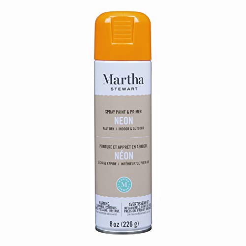 Martha Stewart Paint & Primer 8oz Spray Paint, 8 Ounce (Pack of 1), Neon Gloss Orange Soda 8 Fl Oz