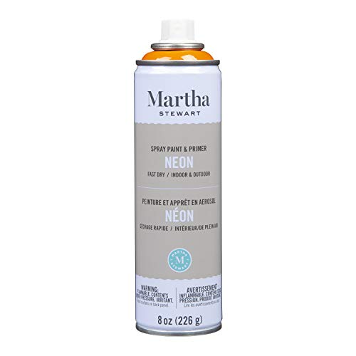 Martha Stewart Paint & Primer 8oz Spray Paint, 8 Ounce (Pack of 1), Neon Gloss Orange Soda 8 Fl Oz