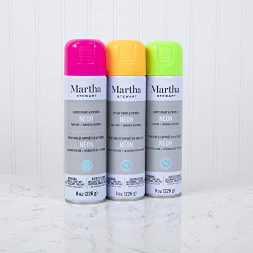 Martha Stewart Paint & Primer 8oz Spray Paint, 8 Ounce (Pack of 1), Neon Gloss Orange Soda 8 Fl Oz