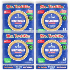 mr. tortilla world's only 15 calorie, 1 net carb tortilla wraps (96 tortillas) | keto, low carb, low calorie, vegan, kosher | (multigrain)