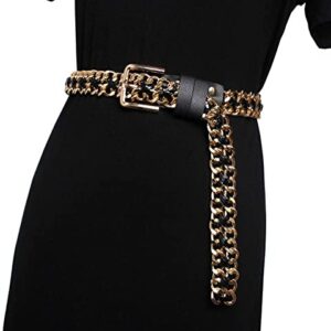 ALAIX Women's Metal Belt Gold Chain Belt Silver Belt Punk Rock Style Waist Belts Jeans Belts for women 1 Inch Wide