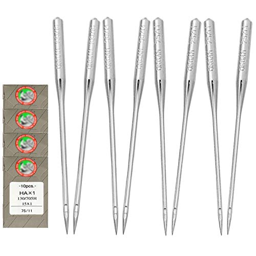 40 Pcs Home Sewing Machine Needles Size 75/11, 90/14, 100/16, Universal Sewing Needles, Flat Head Embroidery Machine Needles for Brother Singer Janome Sewing Machine