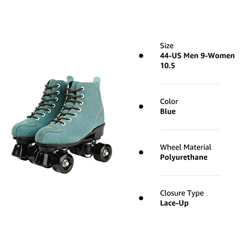 XUDREZ Cowhide Roller Skates for Women and Men High-Top Shoes Double-Row Design,Adjustable Classic Premium Roller Skates (Blue,5)