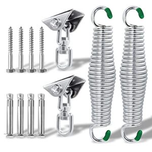 porch swing hanging spring kit, load 1600 lbs, 360 rotating, stainless steel heavy duty hanger spring for porch swing, hammocks, swing chair, sandbags, yoga, etc. [2 sets]