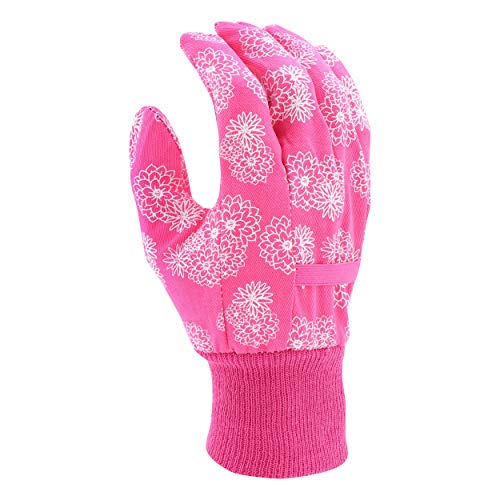 Miracle-Gro MG64002-WML Lightweight Canvas Gardening Gloves – Floral Print, Medium-Large, Women’s Polycot Work Gloves with Knit Wrists