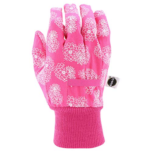 Miracle-Gro MG64002-WML Lightweight Canvas Gardening Gloves – Floral Print, Medium-Large, Women’s Polycot Work Gloves with Knit Wrists