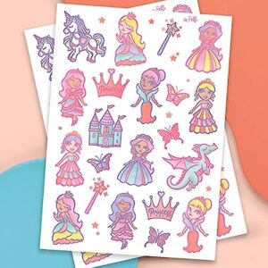 xo, Fetti Princess Temporary Tattoos for Kids - 40 Glitter styles | Unicorn Birthday Party Supplies, Butterfly Favors + Magical Decorations