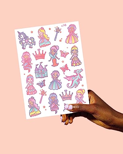 xo, Fetti Princess Temporary Tattoos for Kids - 40 Glitter styles | Unicorn Birthday Party Supplies, Butterfly Favors + Magical Decorations