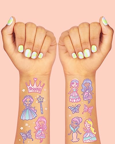 xo, Fetti Princess Temporary Tattoos for Kids - 40 Glitter styles | Unicorn Birthday Party Supplies, Butterfly Favors + Magical Decorations