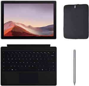 newest microsoft surface pro 7+ 12.3 inch touchscreen tablet pc bundle with type cover, surface pen & sleeve, intel 10th gen core i5, 8gb ram, 128gb ssd, wifi, windows 11, platinum (latest model)