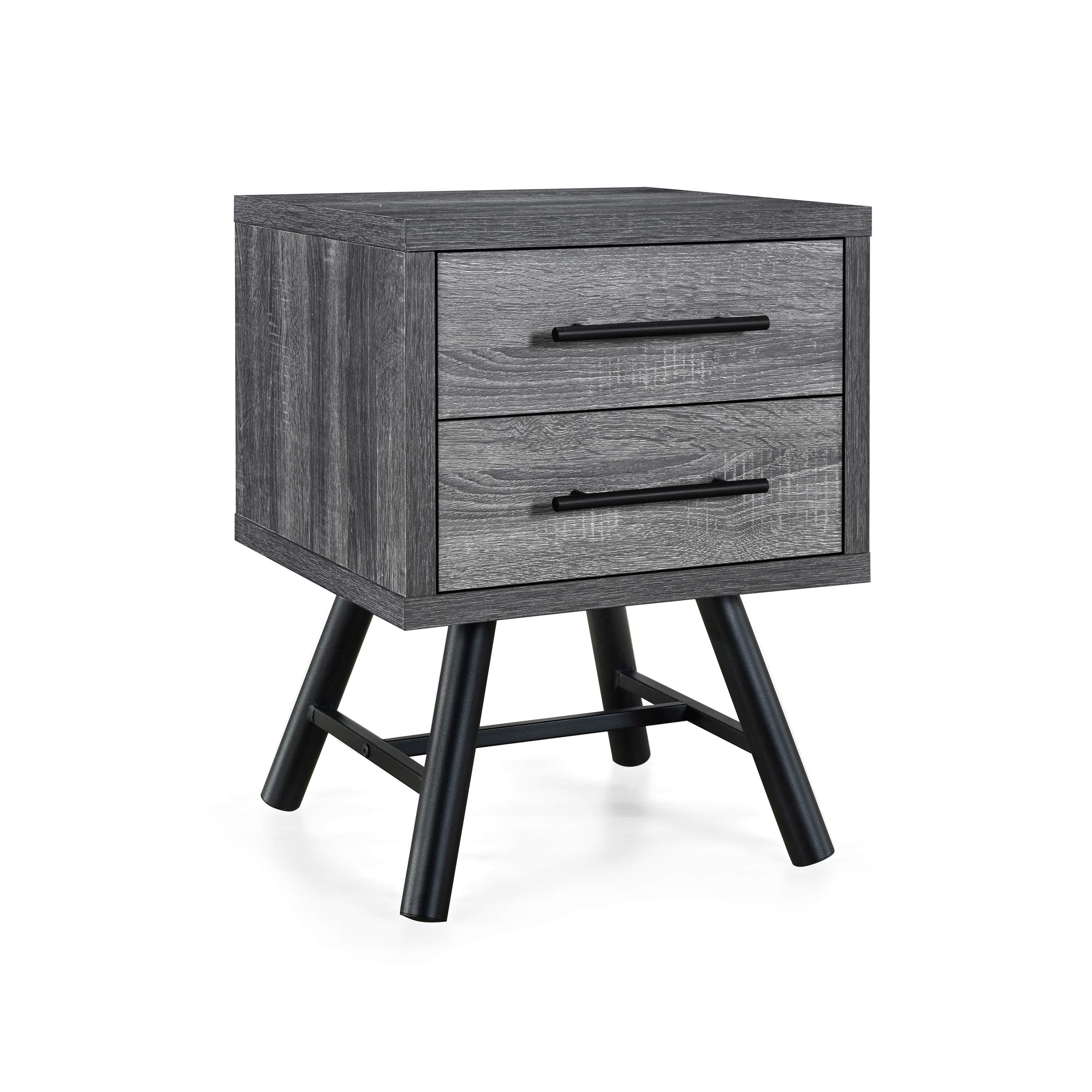 Christopher Knight Home Harrison Mid-Century Modern Nightstand, Sonoma Gray Oak + Black