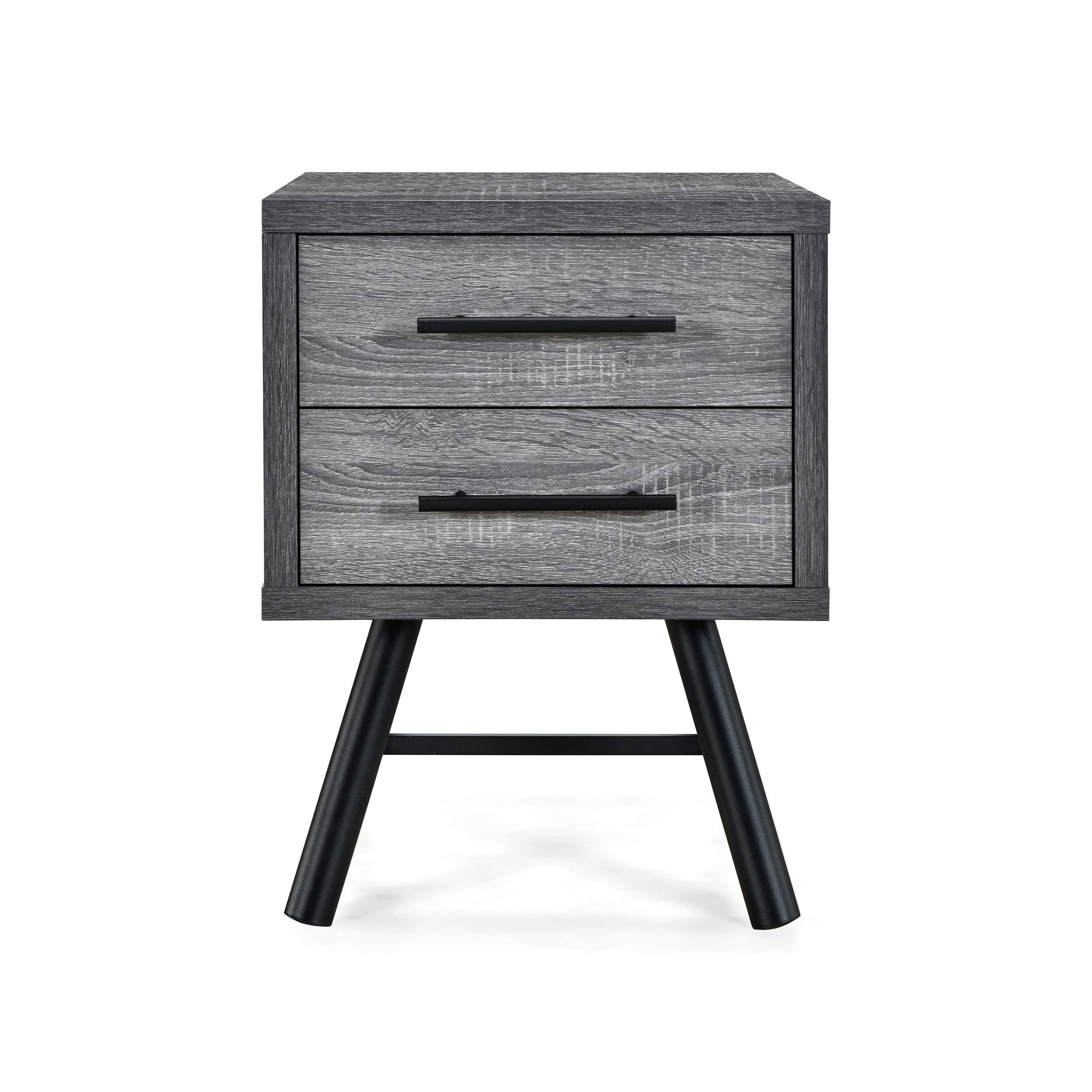 Christopher Knight Home Harrison Mid-Century Modern Nightstand, Sonoma Gray Oak + Black