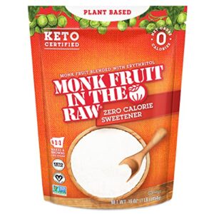 monk fruit in the raw, natural monk fruit sweetener w/ erythritol, sugar-free keto, gluten free, zero calorie, low carb, vegan, sugar substitute, 16 oz. baking bag (pack of 1)