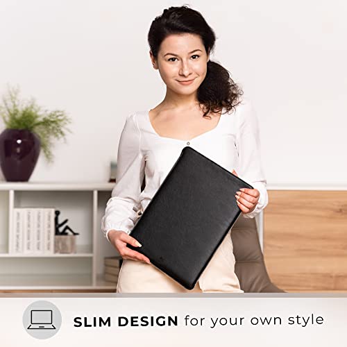 Slim PU Leather Laptop Sleeve 13 Inch | Professional Looking MacBook Air Sleeve, Soft Touch Wool Padded, No Smell Made of Italian PU Leather, Fits: Mac Book Pro 2020, iPad & Other Laptop Case - Black