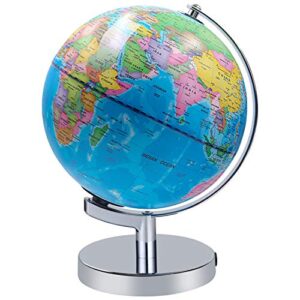 illuminated world globe for kids, educational globe with stand built in led night light earth map and constellation view, 2 in 1 interactive educational geographic earth globe learning toy, 8 inch