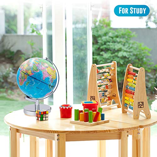 Illuminated World Globe for Kids, Educational Globe with Stand Built in LED Night Light Earth Map and Constellation View, 2 in 1 Interactive Educational Geographic Earth Globe Learning Toy, 8 Inch