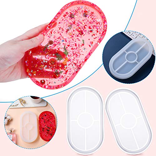 DIY Tray Resin Mould Craft Oval Creative Jewelry Making Mould Plate Dish Ashtray Mould for Resin Epoxy Mould Silicone Resin Casting Mould for Office Home Decoration Supplies Ideal Present (2 Pieces)