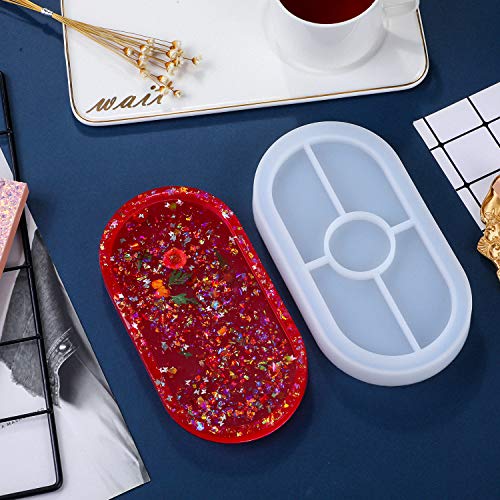 DIY Tray Resin Mould Craft Oval Creative Jewelry Making Mould Plate Dish Ashtray Mould for Resin Epoxy Mould Silicone Resin Casting Mould for Office Home Decoration Supplies Ideal Present (2 Pieces)