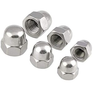 100pcs m3-0.5 acorn hex cap nuts, 304 stainless steel 18-8，metric thread dome head nuts，plain finish