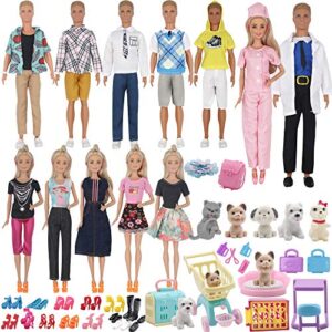 ztweden 85pcs doll clothes and accessories for 12 inch boy dolls and girl dolls pet care set includes 25 wear clothes shirt jeans suit shoes pet doctor playset trolley backpack for 12'' boy girl doll