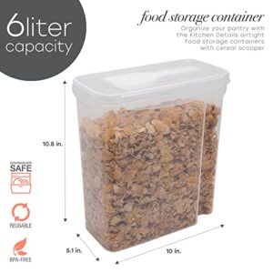 Kitchen Details Cereal Container with Scooper | Large | Airtight | Food Tin | Keeps Fresh | Kitchen & Pantry Storage Organizers | Clear