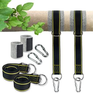 tree swing hanging straps kit - holds 2800 lbs (sgs certified), 5ftx2 hammock straps with 2 heavy duty locking carabiners and 2 tree protectors, polyester straps perfect for tree swings & hammocks