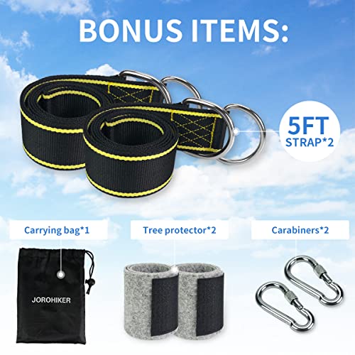 Tree Swing Hanging Straps Kit - Holds 2800 lbs (SGS Certified), 5ftx2 Hammock Straps with 2 Heavy Duty Locking Carabiners and 2 Tree Protectors, Polyester Straps Perfect for Tree Swings & Hammocks