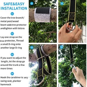 Tree Swing Hanging Straps Kit - Holds 2800 lbs (SGS Certified), 5ftx2 Hammock Straps with 2 Heavy Duty Locking Carabiners and 2 Tree Protectors, Polyester Straps Perfect for Tree Swings & Hammocks