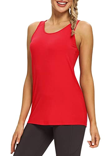 Mippo Womens Workout Tops Athletic Tank Tops Yoga Exercise Shirts Tennis Tops Sports Running Tank Top Racer Back Tanking Top for Women Red M