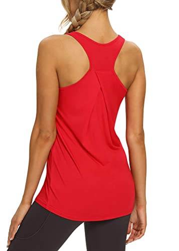 Mippo Womens Workout Tops Athletic Tank Tops Yoga Exercise Shirts Tennis Tops Sports Running Tank Top Racer Back Tanking Top for Women Red M