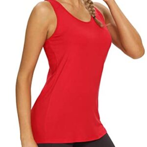 Mippo Womens Workout Tops Athletic Tank Tops Yoga Exercise Shirts Tennis Tops Sports Running Tank Top Racer Back Tanking Top for Women Red M