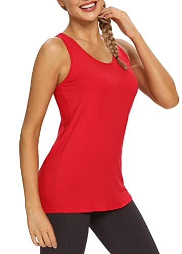 Mippo Womens Workout Tops Athletic Tank Tops Yoga Exercise Shirts Tennis Tops Sports Running Tank Top Racer Back Tanking Top for Women Red M