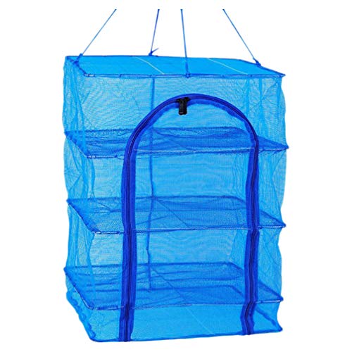 BESPORTBLE Herb Drying Rack Net Square 4 Layer Herb Dryer Mesh Hanging Dryer Rack for Herbs Tea Food Dehydrator Blue 66X45X45cm