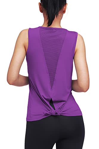 Mippo Womens Workout Tops Yoga Running Tank Tops Tennis Exercise Tops for Women Muslce Tank Sleeveless Summer Workout Shirts Running Tops Clothes for Women Vioket M Violet