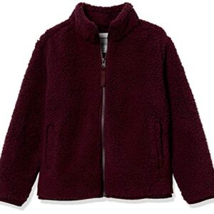 Amazon Essentials Girls' Sherpa Fleece Full-Zip Jacket, Burgundy, X-Small